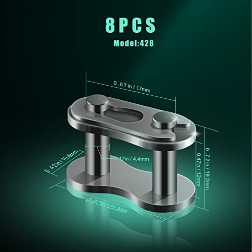 Snapklik.com : 8pcs #428 Chain Master Links, Steel Alloy Heavy Duty ...