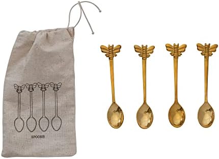 Amazon.com: Creative Co-Op Farmhouse Brass Spoons with Bee Handles in ...