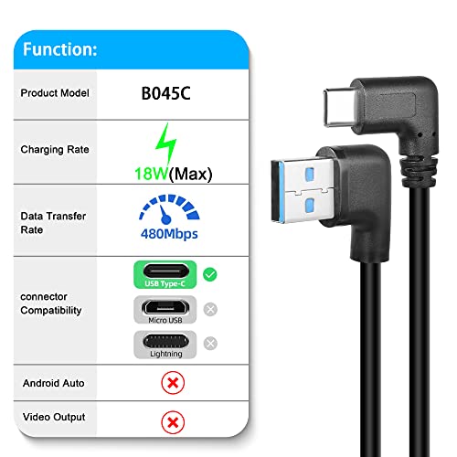 GELRHONR Right Angle USB Type C Cable, 90 Degree 18W Fast Charging USB ...