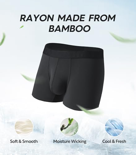 David Archy Men's Breathable Bamboo Pouch Boxer Briefs 4 Pack |5"