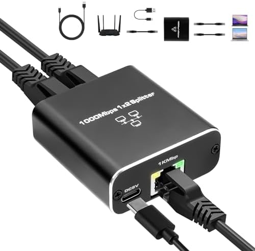 Amazon.com: LIEZHUA Ethernet Splitter 1 to 4 - Network Splitter with USB Power Cable, RJ45 ...