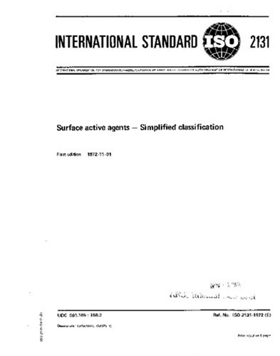 ISO 2131:1972, Surface active agents - Simplified classification : ISO TC 91: Amazon.com.tr: Kitap