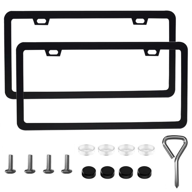 Amazon.com: 2PCS Black License Plate Holder, Stainless Steel License ...
