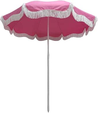 Amazon.com : Generic 6.5 Ft Pink Fringe Beach Umbrella, Portable ...