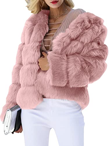 Simplee Women Luxury Winter Warm Fluffy Faux Fur Short Coat Jacket ...