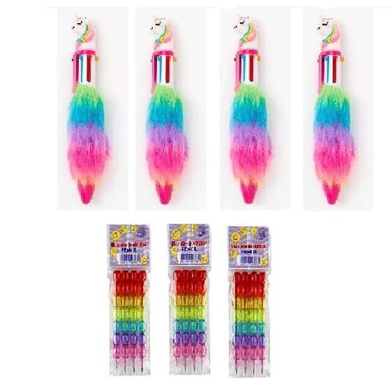 Combo Of Unicorn Fur Pen With 6 Different Colors (Set of 4) + Rainbow ...