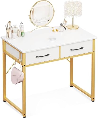 Amazon.com: LUMIAX White Vanity Desk with Drawers,Makeup Table with ...