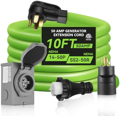 Amazon.com: SURAIELEC 50 Amp 25FT Generator Cord and Power Inlet Box, 6 ...