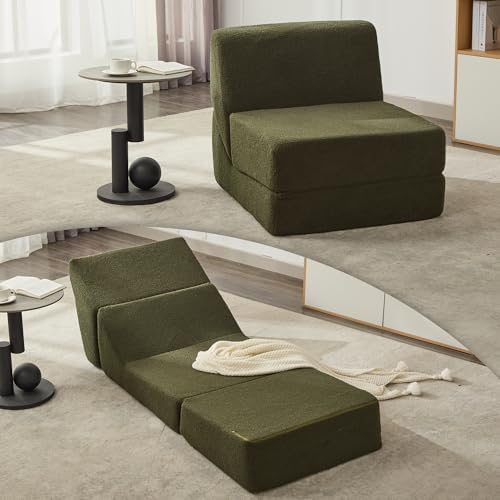3-in-1 Folding Sofa Bed, Foldable Sofa Chair with Memory Foam for Small ...