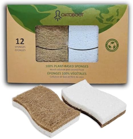 10 Pack Biodegradable Natural Kitchen Sponge - Compostable Cellulose ...