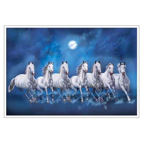 Masstone Lucky Seven Running Horses Vastu Poster | Seven Running Horses ...