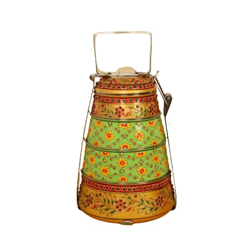 Buy Kaushalam Tiffin Box 4 Tier Stainless Steel Pyramid Lunch Carrier ...