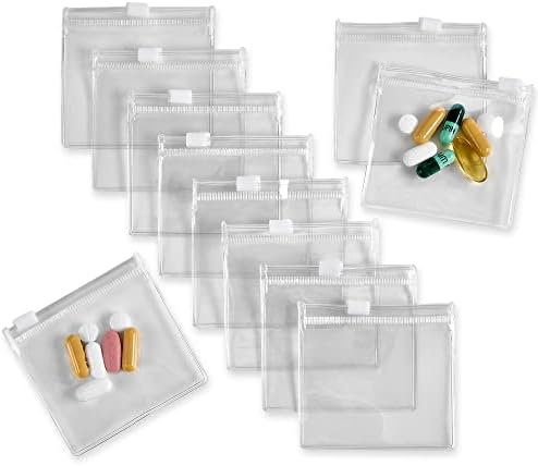 Zippered Pill Pouch Bags - 12 Pcs, Slide Lock Clear Plastic Mini Bags ...