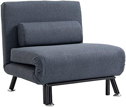 HOMCOM Linen Single Chair Bed, 3-in-1 Convertible Sleeper Chair with ...