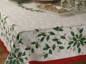 Amazon.com: Lenox Golden Holiday Holly Christmas Tablecloth, 52 X 70 ...