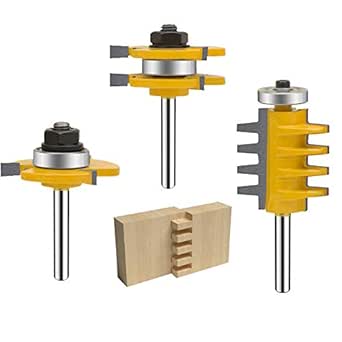 TAIWAIN Router Bit Set 1/4 Inch Shank 4 Finger Joint 3PCS Woodworking ...