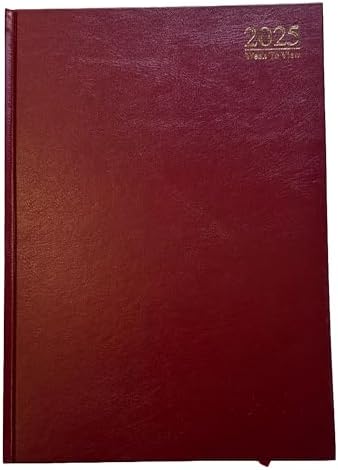 2025 Diary A4 Week to View - Burgundy/Red : Amazon.co.uk: Stationery ...