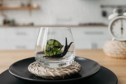 Amazon.com: Glass Art Cute Mini Snail Cup Glass Water Drinking ...