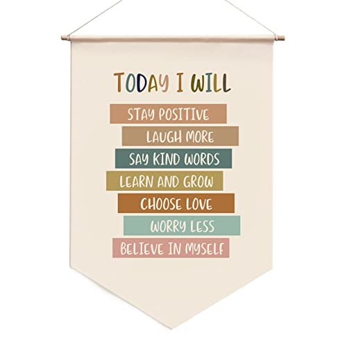 Amazon.com: Today I Will Be Positive Quote Hanging Banner, Kids Wall ...
