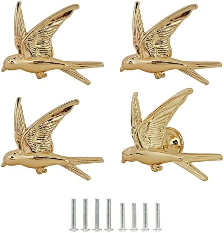 SHOORR Cabinet Knobs Brass Bird Shape Drawer Pull Sealing Glaze Single-Hole Handle Door Knob ...
