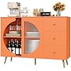 Amazon.com - FACBOTALL Coffee Bar Cabinet with Fluted Glass Door ...