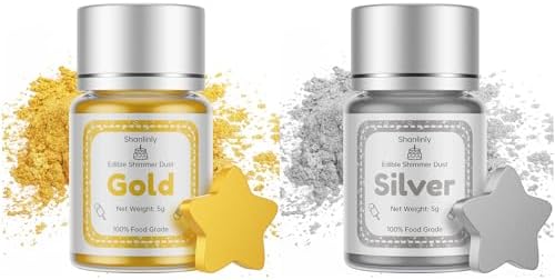 Amazon.com : Gold Silver Luster Dust Edible Set - 5g Food Grade Gold ...