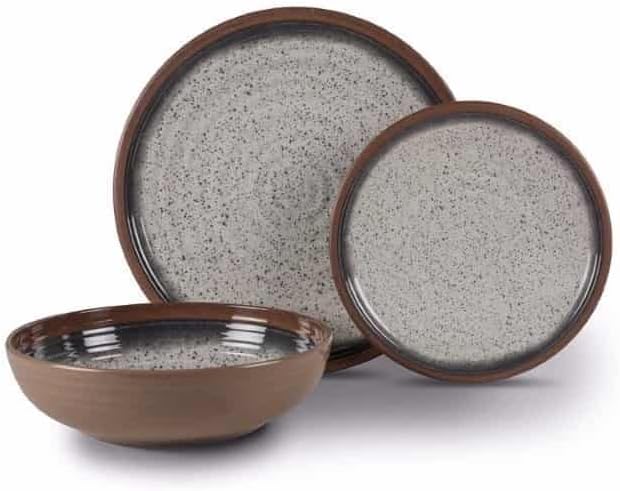 Kampa Farmhouse Artisan 12 Piece Melamine (Plastic) Dinner Picnicware ...