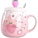 Amazon.com: WHJY Pink Female Coffee Cup Mug, Strawberry Korean Lovely ...