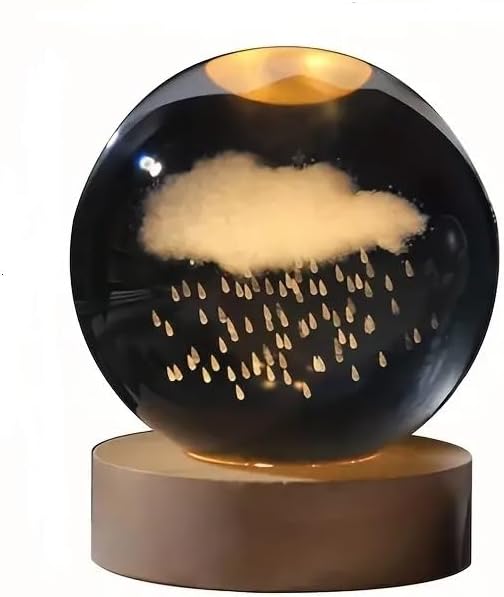 Buy Creative Glut 3D Crystal Ball Night Light Raining Cloud with LED ...