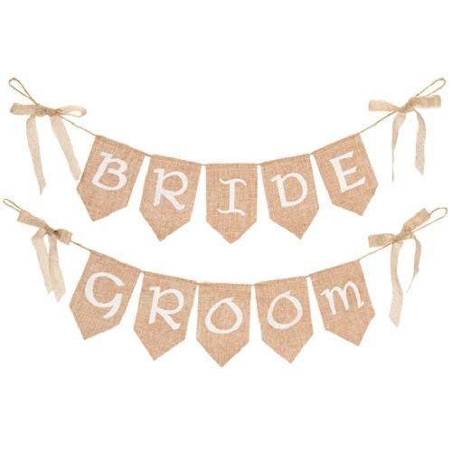Amazon.com: Burlap Banner Set - Bride and Groom - 26 x 5.5 inches ...