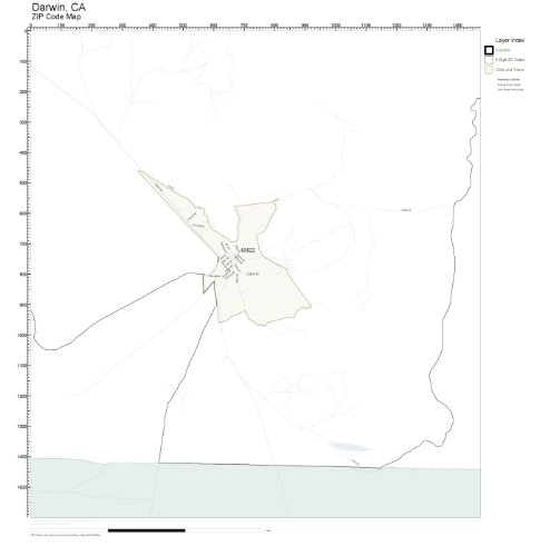 ZIP Code Wall Map of Darwin, CA ZIP Code Map Not Laminated: Amazon.com ...