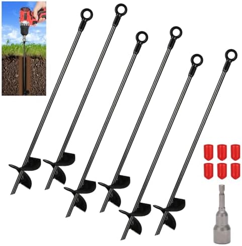 Amazon.com : Lasnten 6 Pcs 30 Inch Heavy Duty Ground Anchor Spiral ...