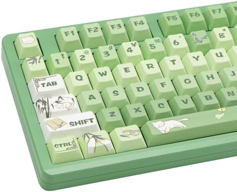COOMICKEY 132 Keys Cute PBT Keycaps Gradient Green Customized Keycaps ...