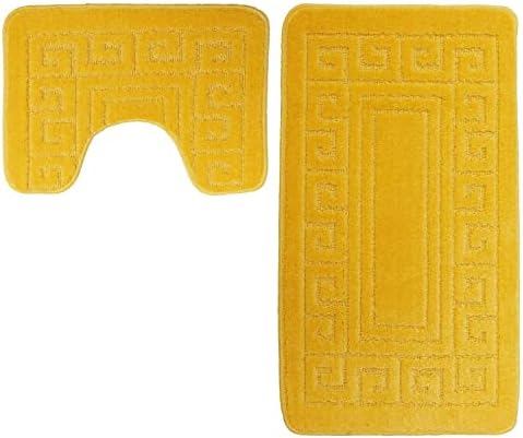 Bath Mat Set Non Slip, Bath & Pedestal Mats, Greek Key Design For ...