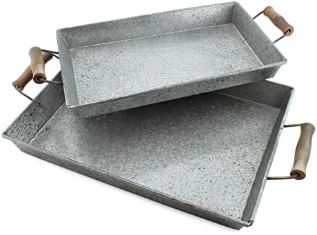 Amazon.com: AuldHome Design Galvanized Farmhouse Trays (Set of 2, Small ...