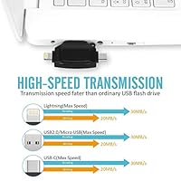 Brand Conquer 6 in 1 OTG Card Reader with Four Ports, Lightening, Type ...