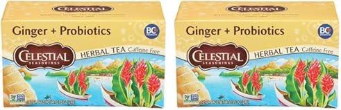 Amazon.com: Celestial Seasonings Ginger & Probiotics Herbal Tea, 16 CT ...