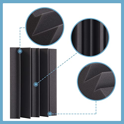 AUSLET – 8 Pack Bass Traps Acoustic Foam Corner,12”x7”x7” Black Bass ...