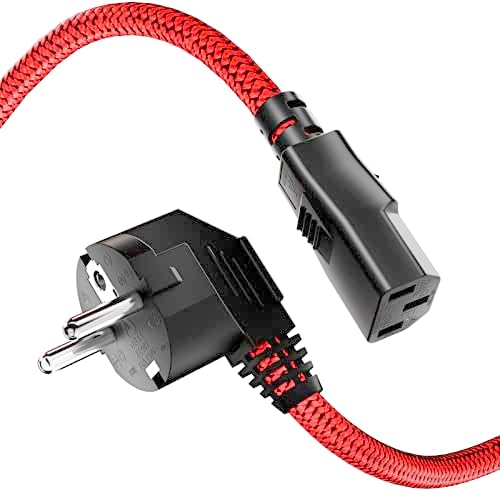 Netzkabel 3 Polig, RIKSOIN Kaltgerätekabel 5m Nylon-Geflecht Universale ...