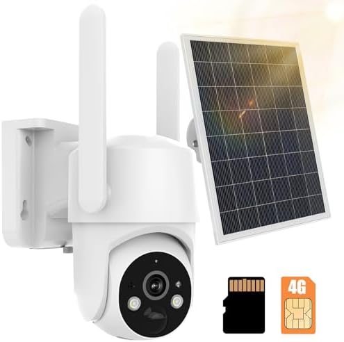 kotsren 4G LTE Outdoor Solar Surveillance Camera with SIM Card Wireless ...