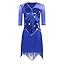 TiaoBug Damen Festlich Fransen Kleid Kurzarm Cocktail Partykleid mit ...