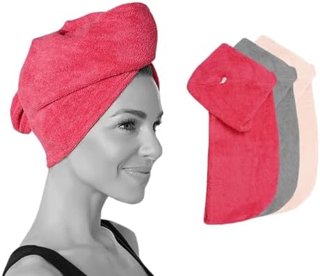 Amazon.com: 100% Cotton Hair Wrap Towels for Women, Pack of 3 ...