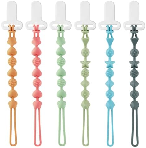 Amazon.com : PandaEar 6 Pack Silicone Pacifier Clips, One Piece Design ...