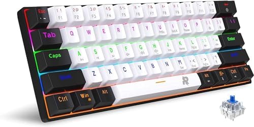 Amazon.in: Buy ROCK POW Wired 60% Mechanical Gaming Keyboard, Blue Switch Full Anti-ghosting ...