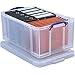 64 Litre Really Useful Plastic Storage Box with Lid, Pack of 2; Clear ...