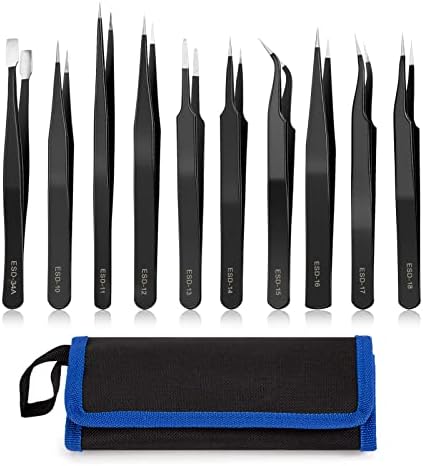 Amazon.com: Tweezers Precision Set,Easily Life 10pcs ESD Tweezers Set ...
