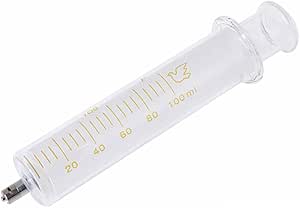 1 Pack Glass Syringes with Caps, 100ml Luer Lock Reusable Glass Syringe ...