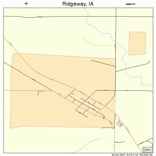 Large Street & Road Map of Ridgeway, Iowa IA - Printed poster size wall ...