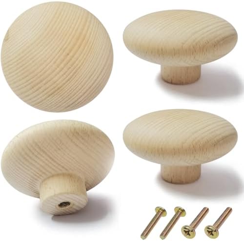 AMEPROSUPPLY Wood Knobs Extra Large 2 inch Big Wooden Knob for Bifold ...