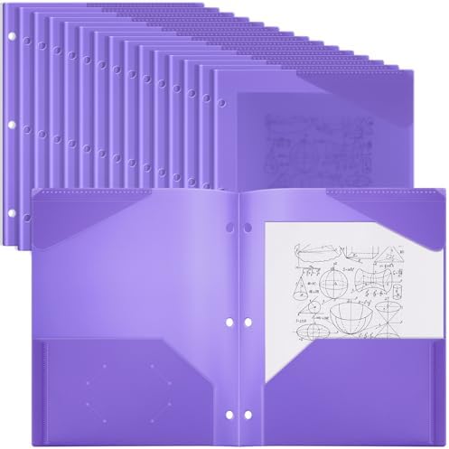 Amazon.com : Yeaqee 50 Pieces Transparent Plastic Folder with 3 Holes ...